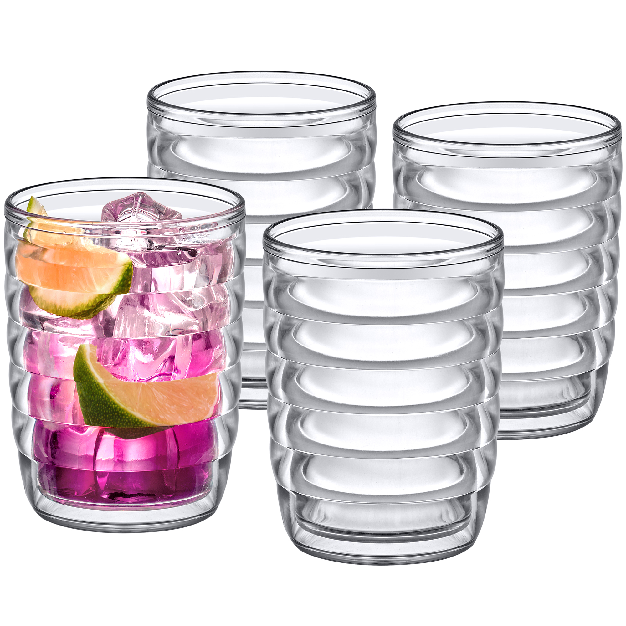 Casewin Clear Insulated Tumblers Plastic Tumbler Cups Double Wall Tumblers 16oz Acrylic