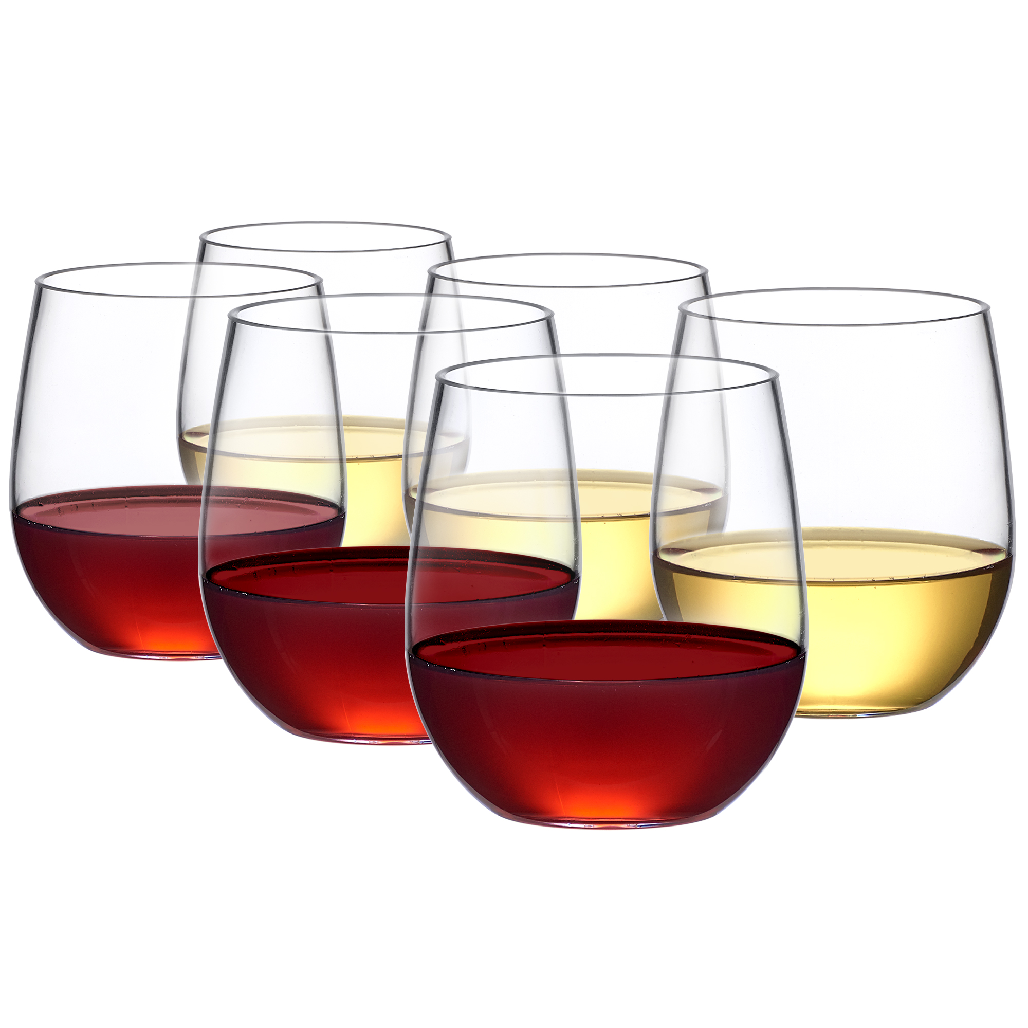 Libbey Stemless Stackable Tapered All Purpose Wine Glasses Set Of 6