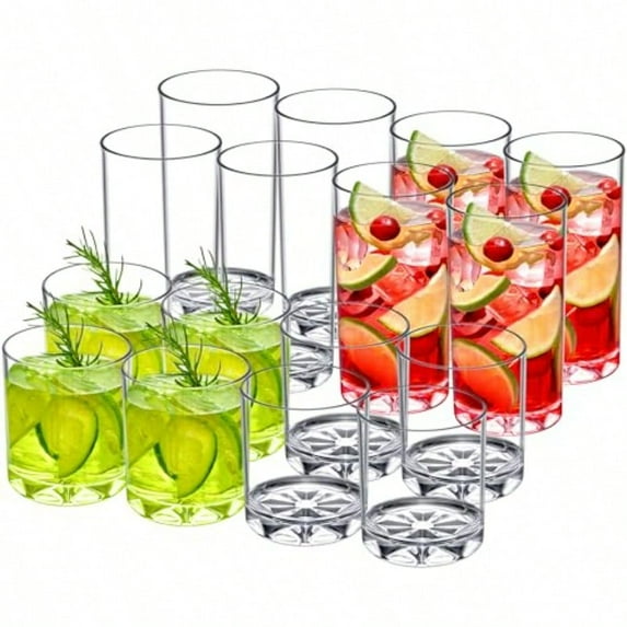 Amazing Abby - Liberty - 12-Ounce and 16-Ounce Plastic Tumblers Set of 16 Plastic Drinking ...