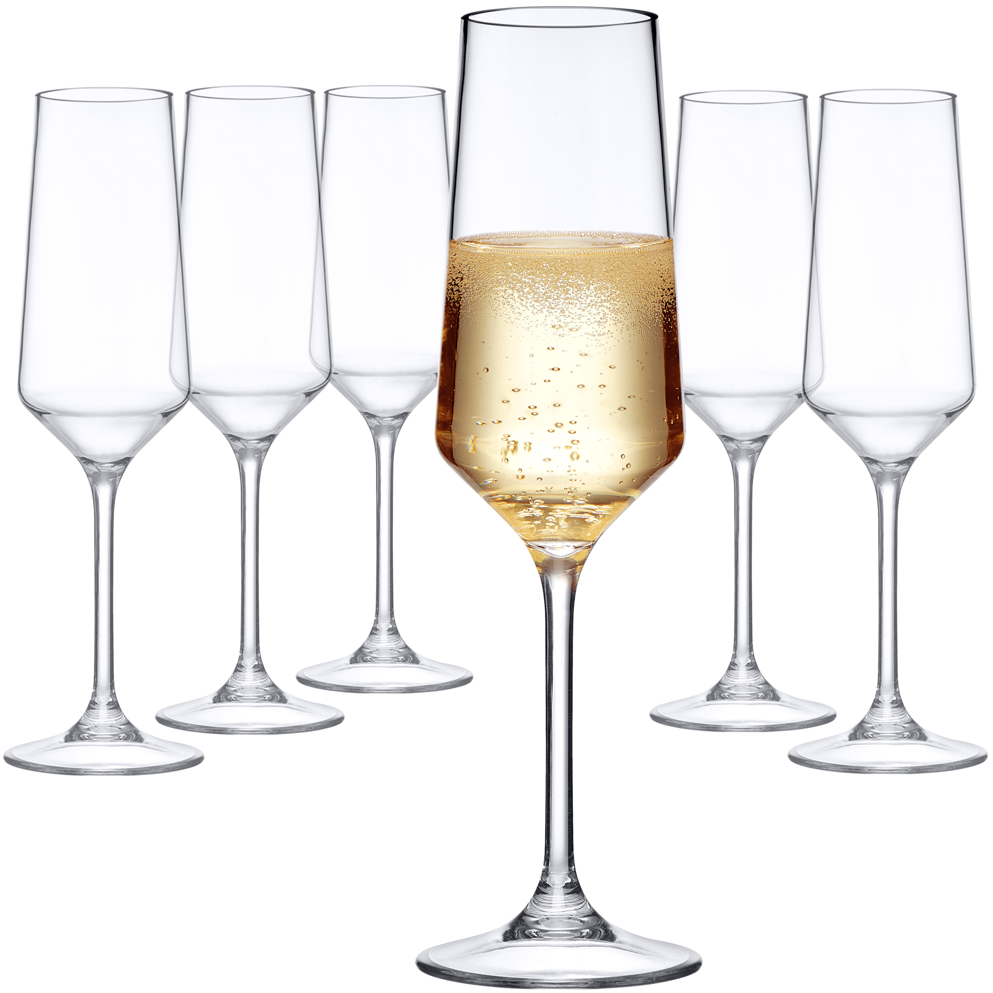 Crown Display Plastic Wine Flute Glasses, Disposable 5 oz Wedding Champagne Glasses - Gold ...