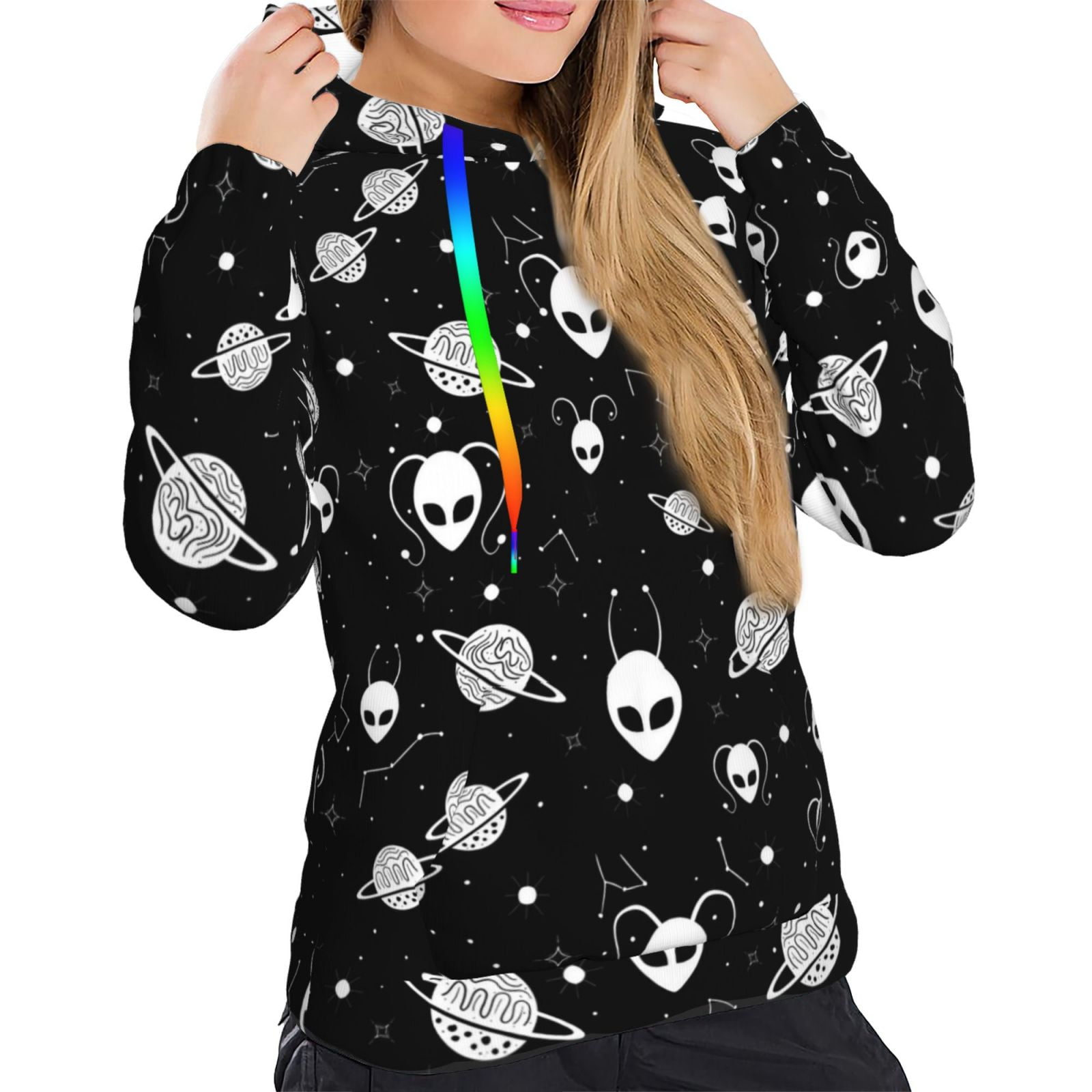 Amazing Aliens In The Universe With Planet And Stars Casual Hoodies Hip ...