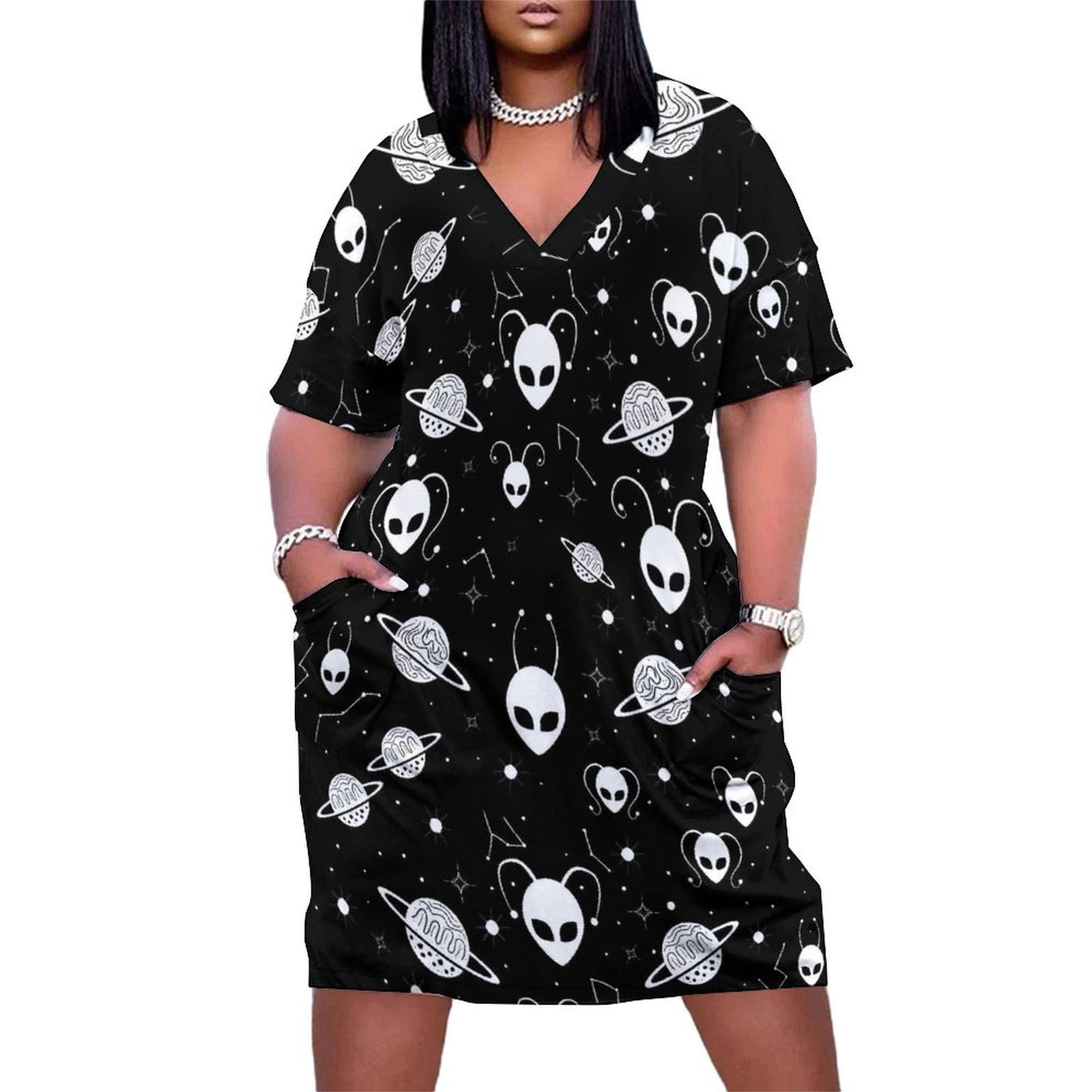 Amazing Aliens In The Universe With Planet And Stars Loose Pocket Dress ...