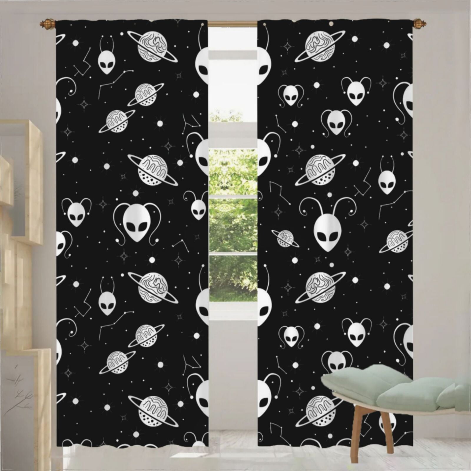 Amazing Aliens In The Universe With Planet And Stars Sheer Window ...