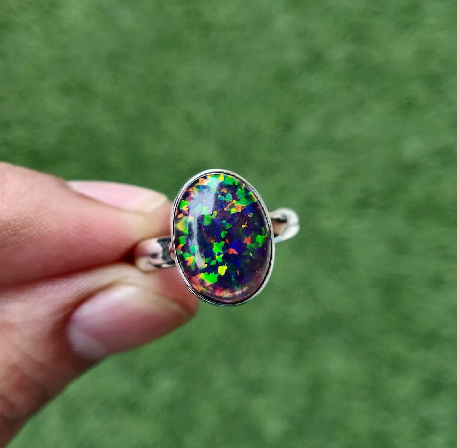 Amazing Black Opal Silver Ring - Solid 925 Sterling Silver Opal Ring ...