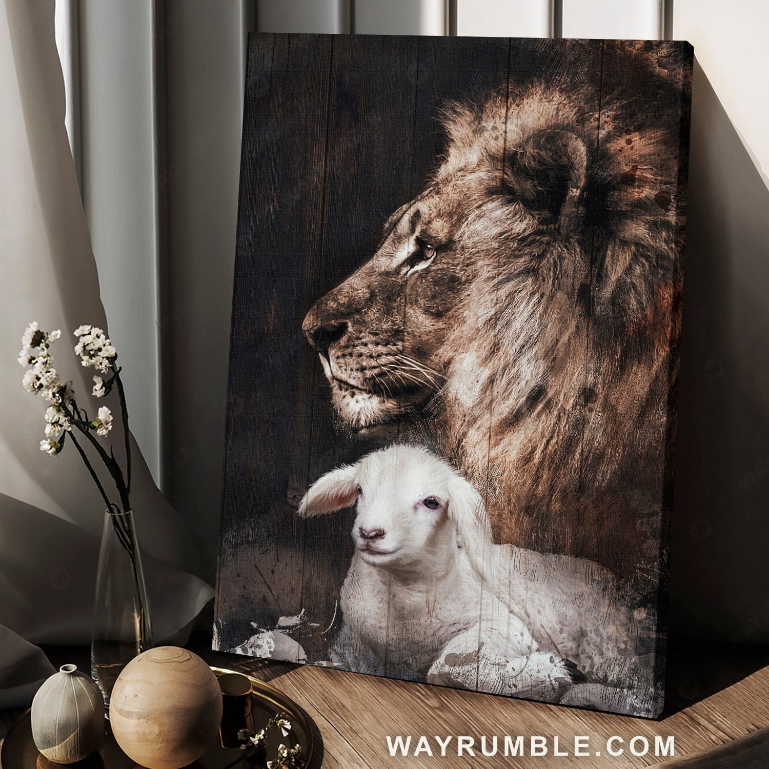 Amazing Brown Lion Cute Lamb Painting The Passion Of Jesus - Jesus ...