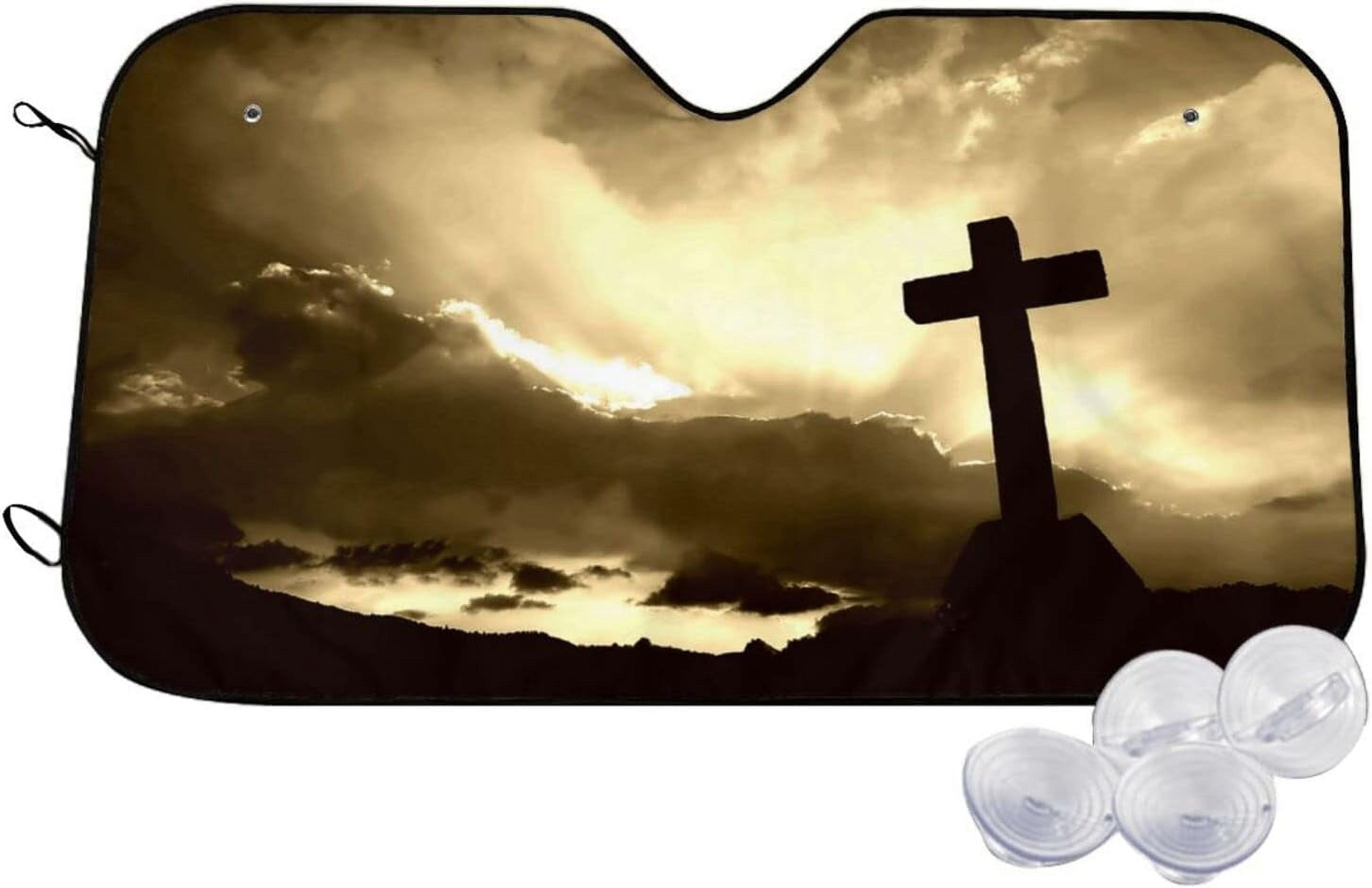 Amazing Christian Cross Pattern Sun Shade Front Window Sunshade for ...