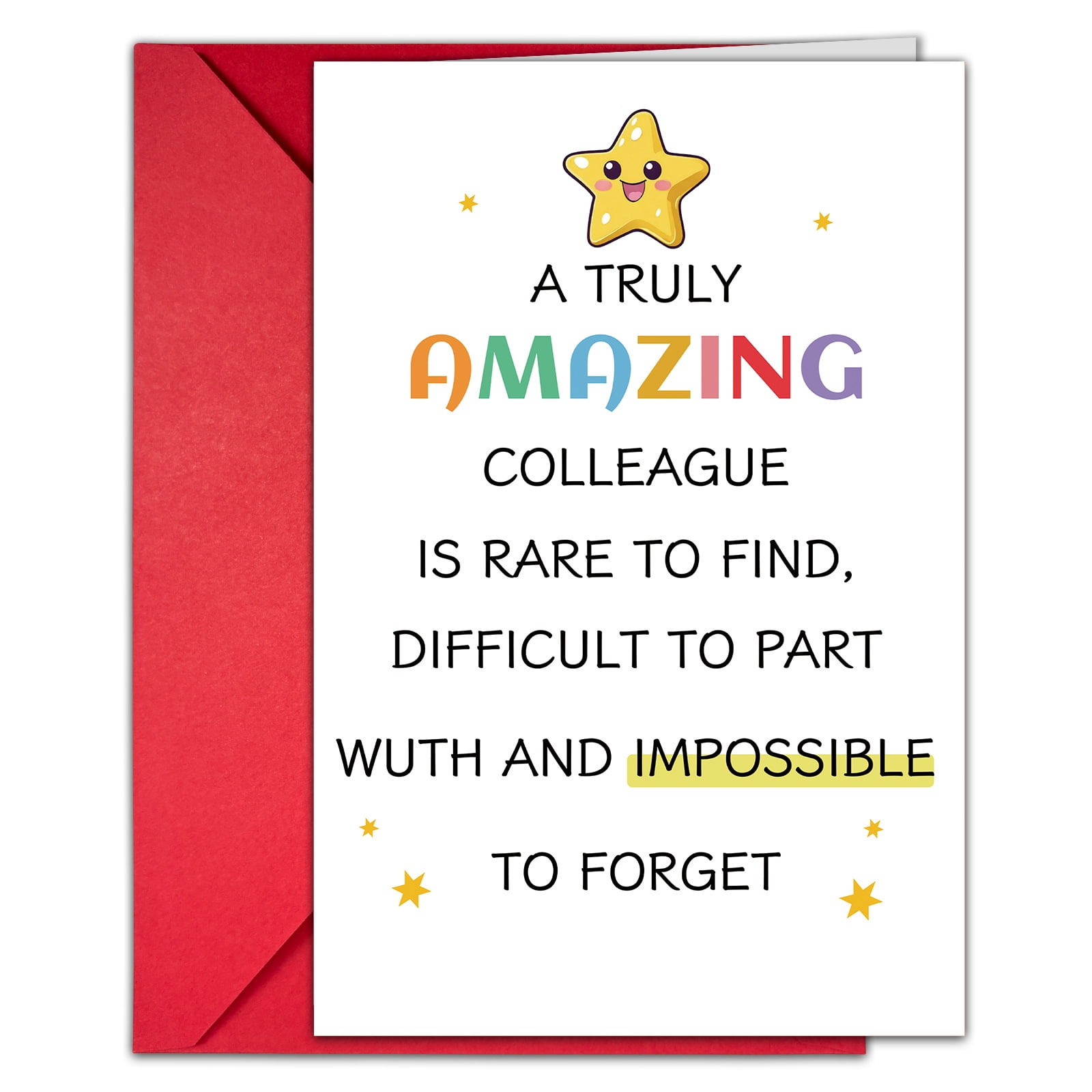 Amazing Colleague Greeting Card – Cute Star Design with Red Envelope ...