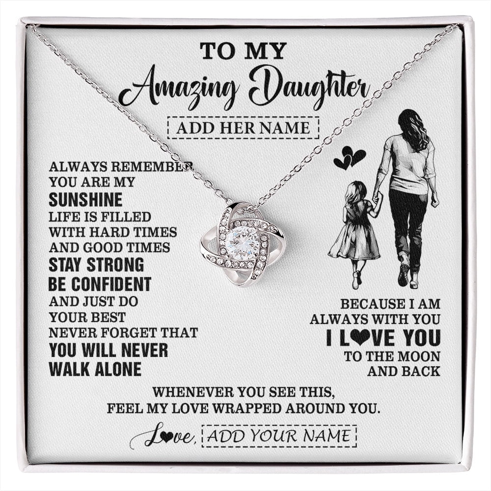 Amazing Daughter Big Hug Necklace, Gold Love Knot Necklace - Walmart.com