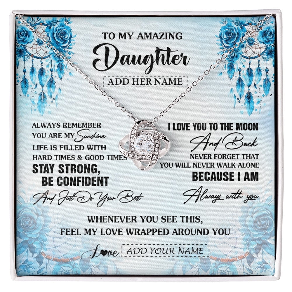 Amazing Daughter Dreamcatcher Big Hug Necklace, White Love Knot ...