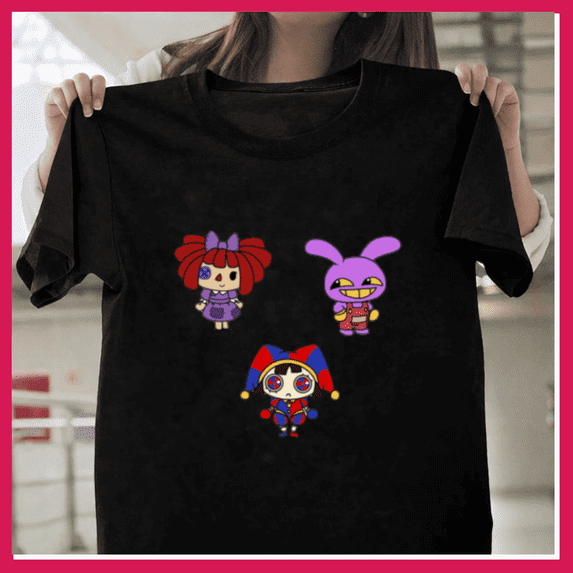 Amazing Digital Circus Pomni Jax Ragatha Main Trio Group Unisex T Shirt amazing-digital-circus-pomni-jax-ragatha-main-trio-group-unisex-t-shirt