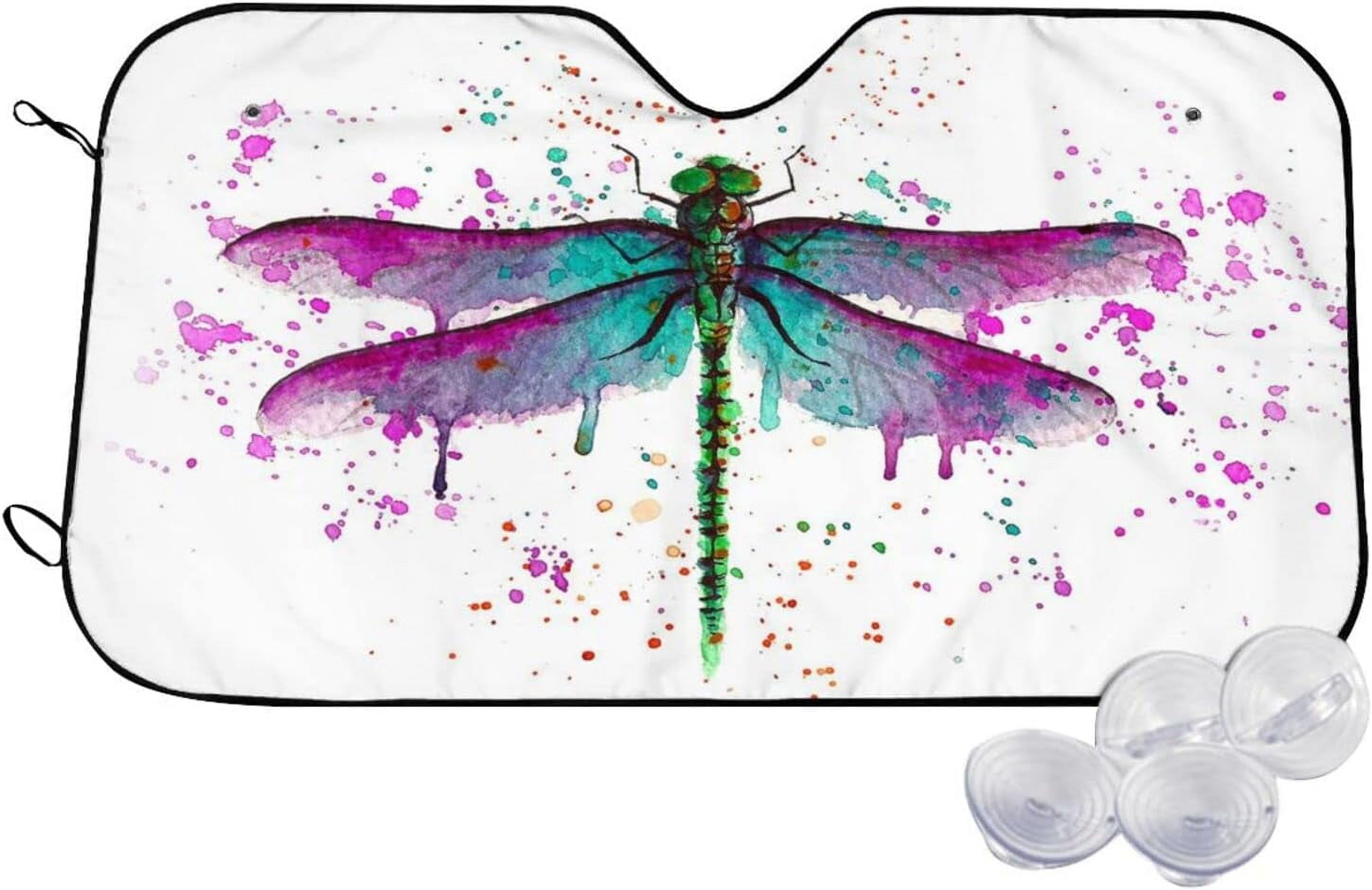 Amazing Dragonfly Doodle Pattern Sun Shade Front Window Sunshade for ...