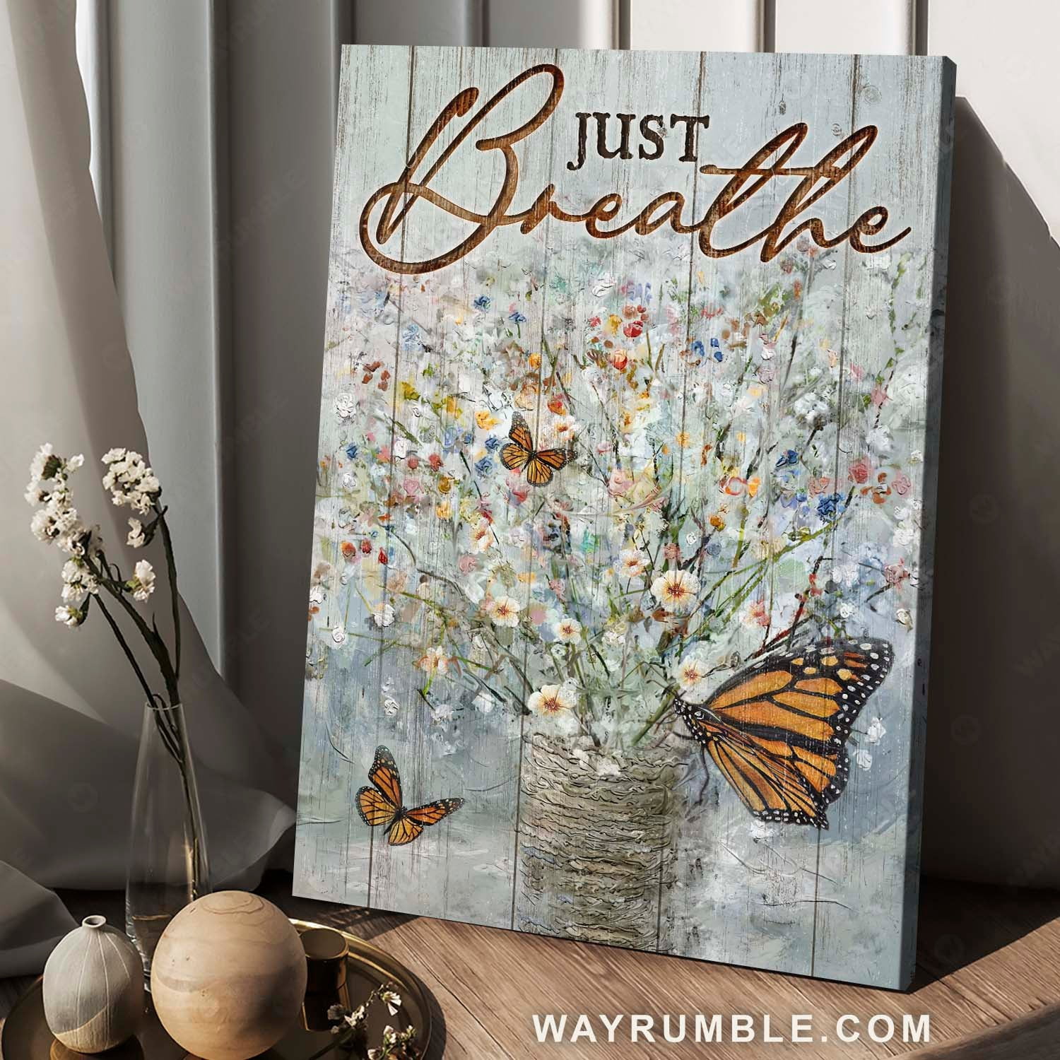 Amazing Flower Vase, Monarch Butterfly, Watercolor Style Style Painting ...