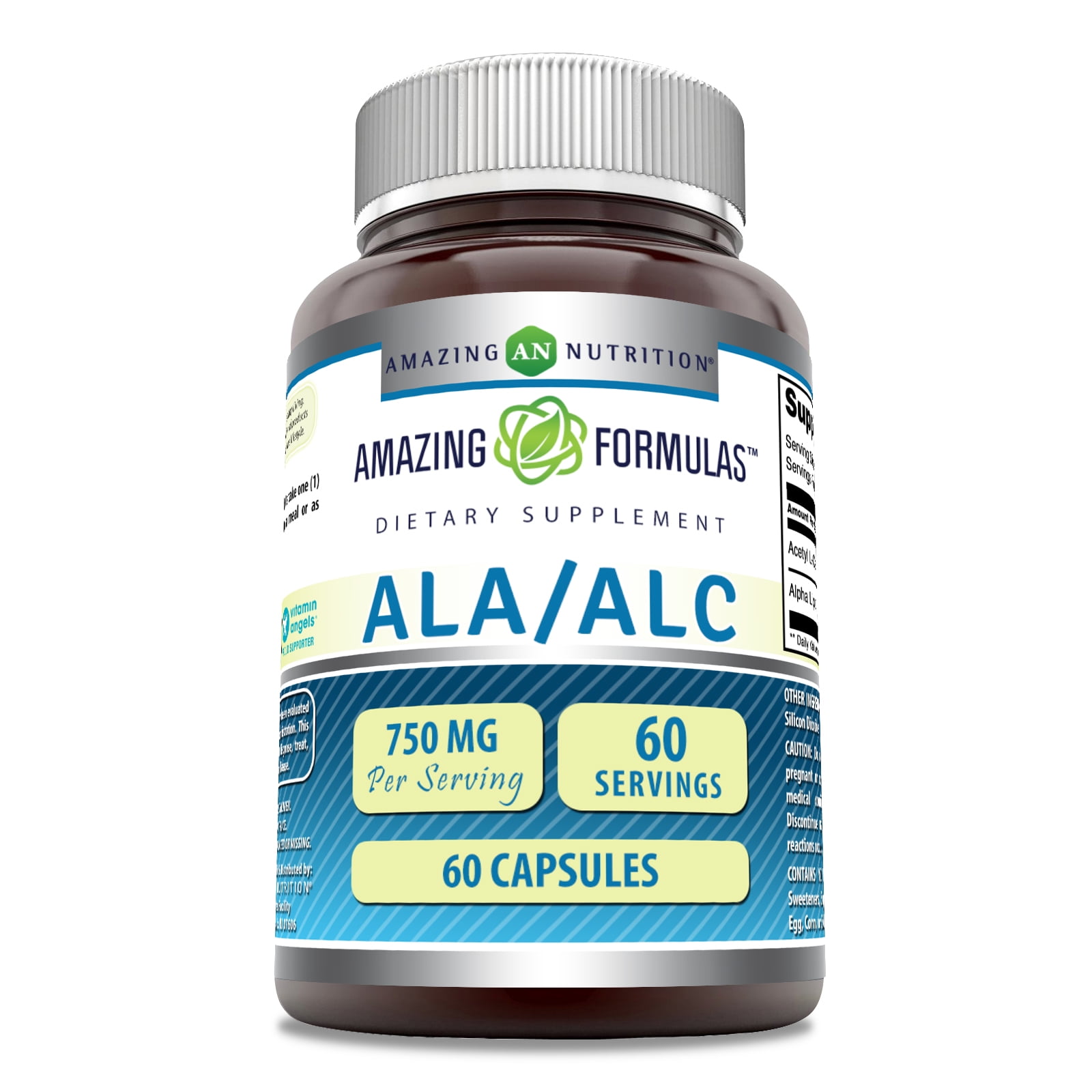 Amazing Formulas ALA/ALC (Alpha Lipoic Acid/Acetyl L-Carnitine) 750 Mg Per Serving 60 Capsules ...
