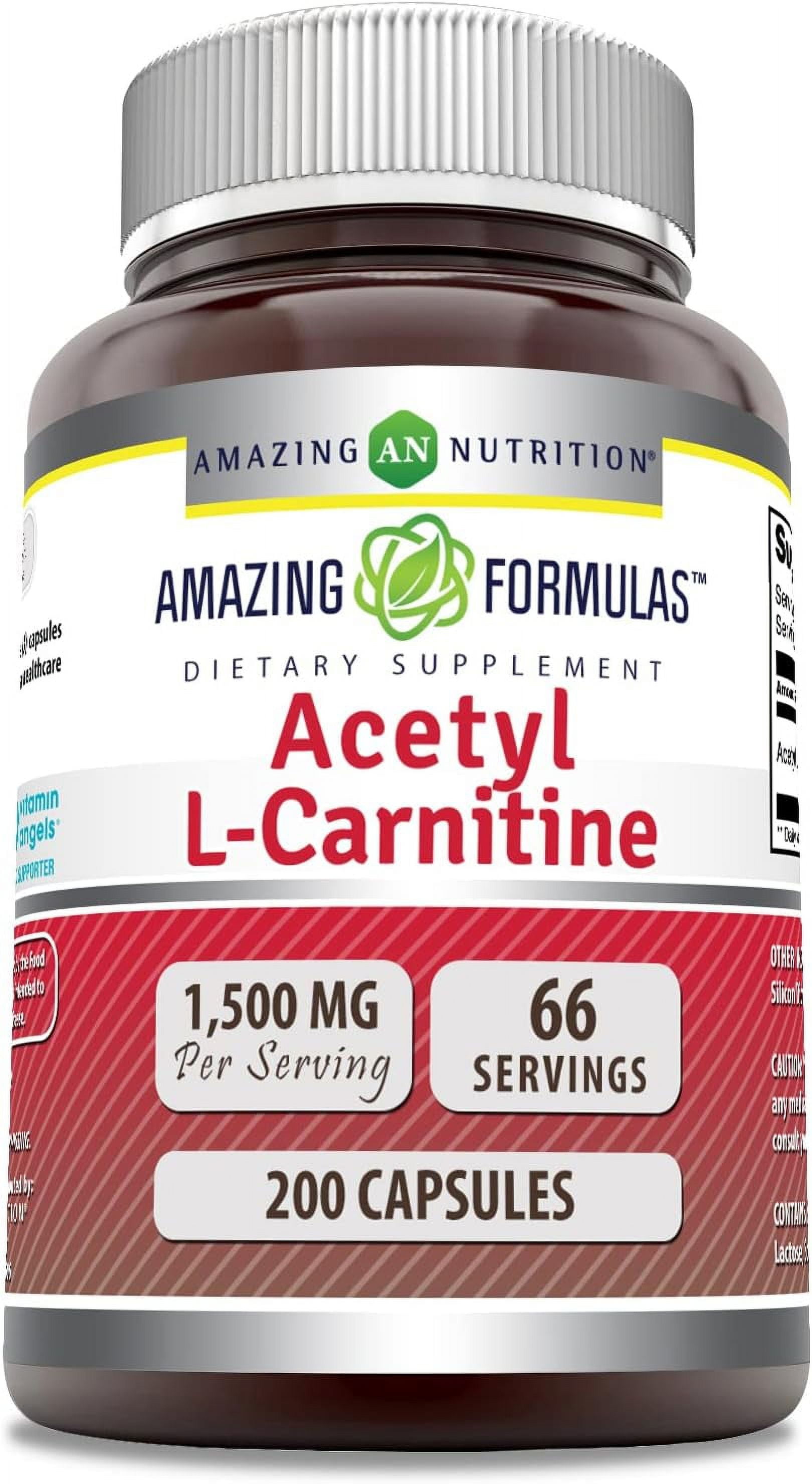 Amazing Formulas Acetyl L-Carnitine 1500mg Per Serving 200 Capsules ...