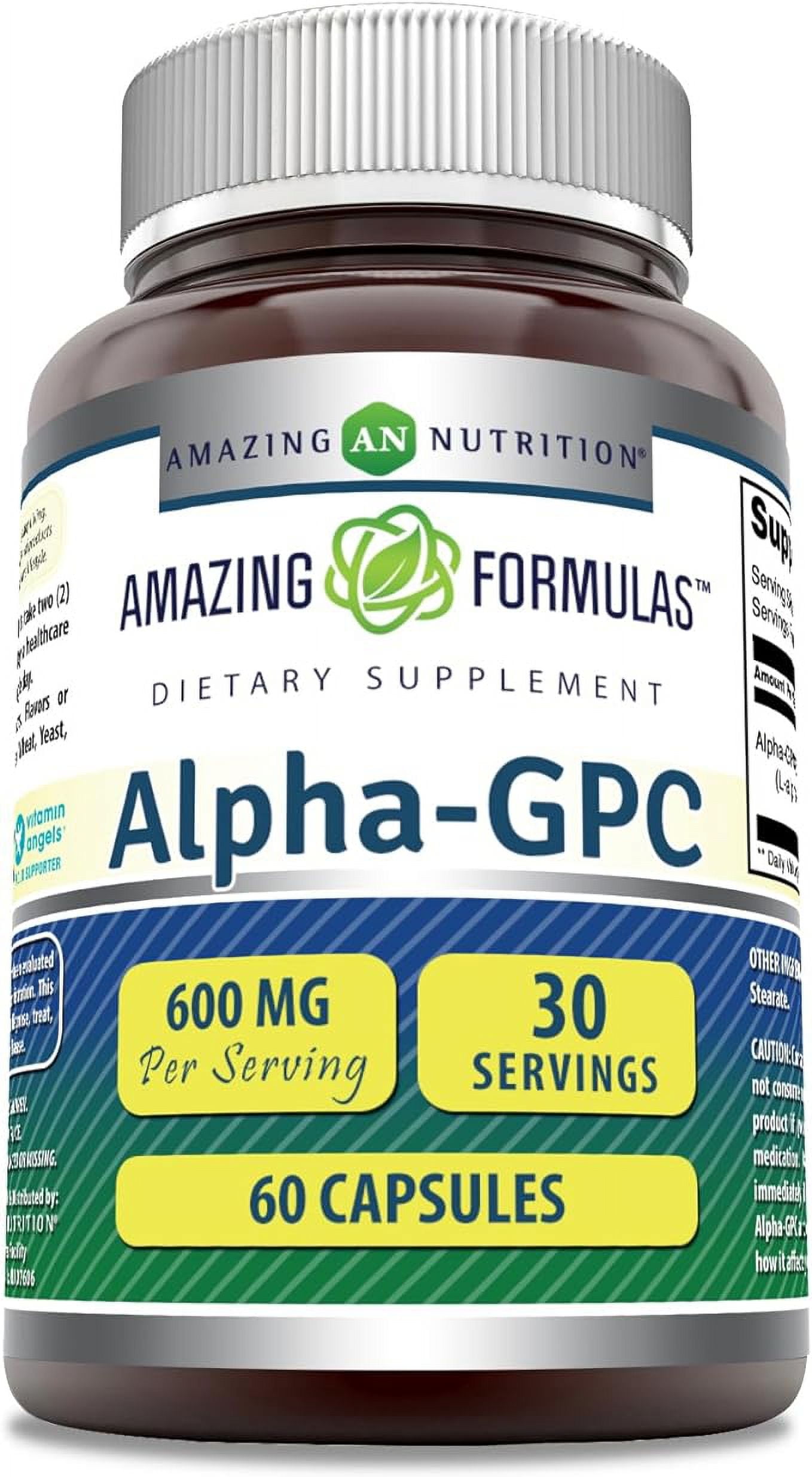 Amazing Formulas Alpha GPC Supplement, 600mg Per Serving, 60 Capsules ...