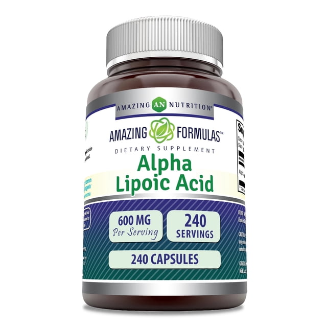 Amazing Formulas Alpha Lipoic Acid 600mg, 240 Capsules, Non-GMO, Gluten ...