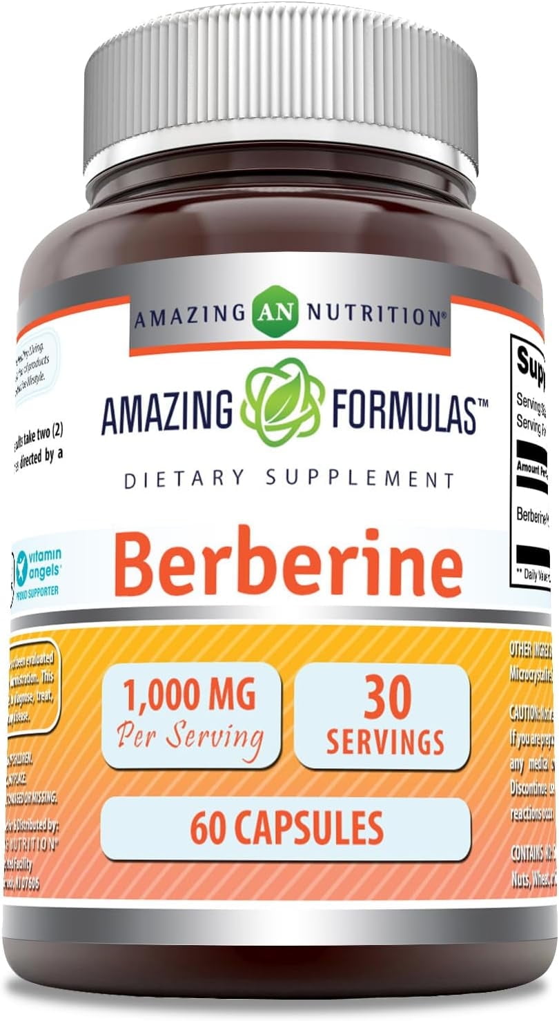 Amazing Nutrition Berberine 1000mg Per Serving, 60 Capsules, Non-GMO ...