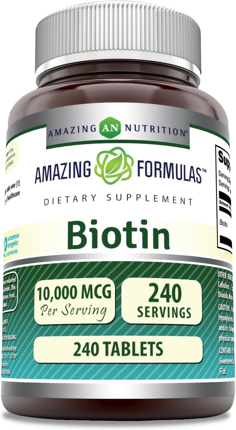 Amazing Nutrition Biotin 10000mcg 240 Tablets Supplement | Vitamin B7 ...