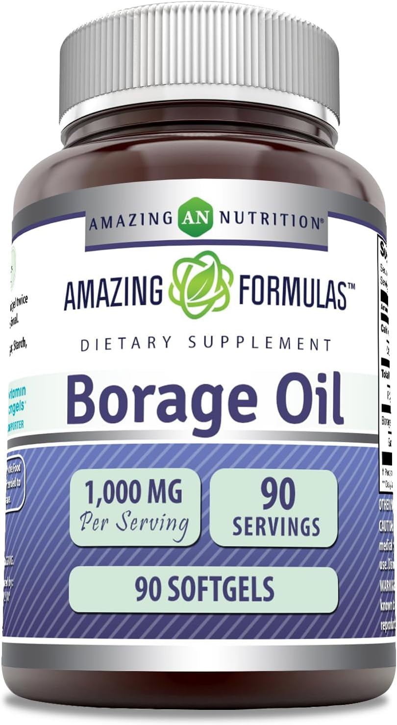 Amazing Formulas Borage Oil 1000mg Softgels with Omega 6 GLA Linoleic ...