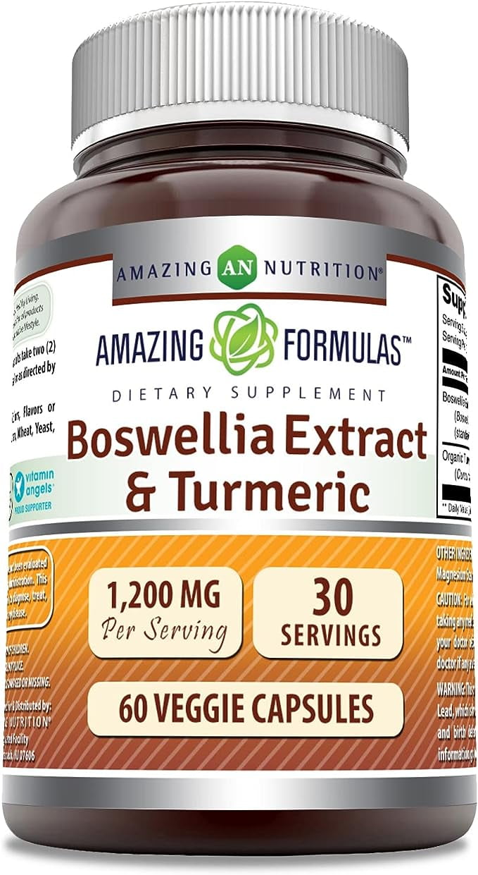 Amazing Formulas Boswellia Extract & Turmeric 1200mg (60 Count) per ...