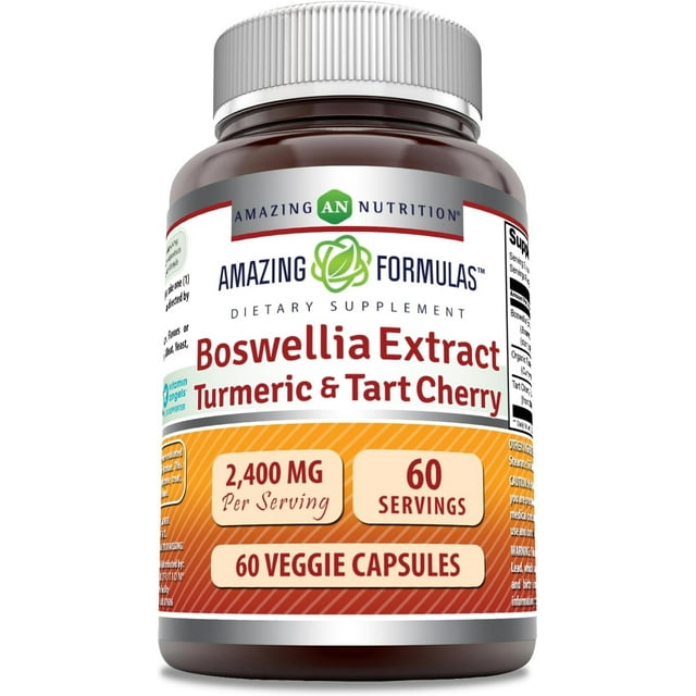 Amazing Formulas Boswellia, Turmeric & Tart Cherry Supplement, 2400 Mg ...