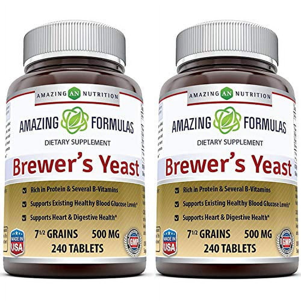 Amazing Nutrition Brewers Yeast Tablets - 7.5 Grain, 500mg, Digestion ...