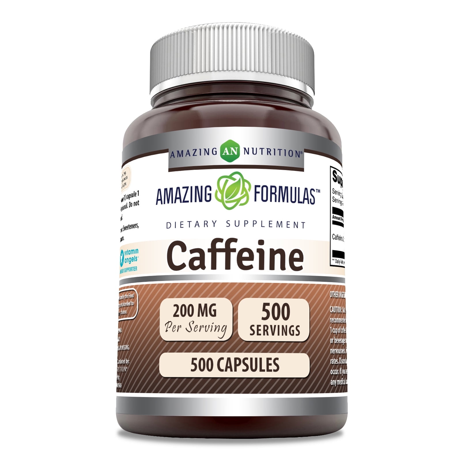 Amazing Formulas Caffeine Supplement, 200mg Per Serving, 500 Capsules ...