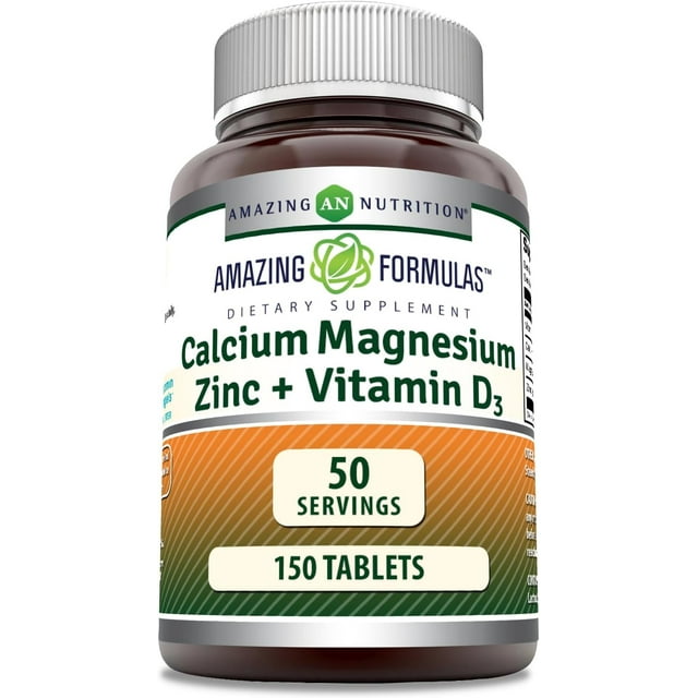 Amazing Formulas Calcium (CAL) Magnesium (MAG) Zinc + D3 - 150 Tablets ...