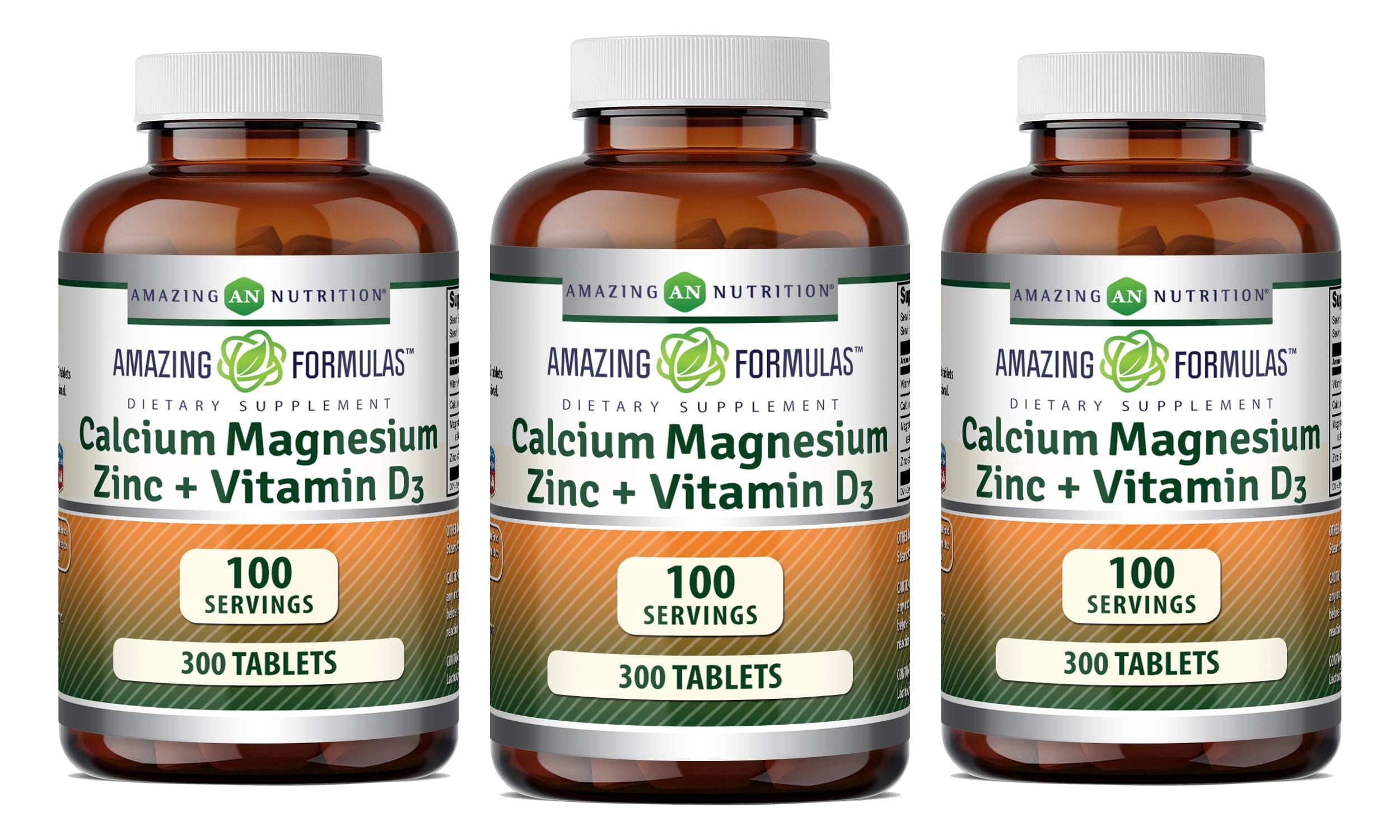 Amazing Formulas Calcium Magnesium Zinc + D3 300 Tablets Supplement ...