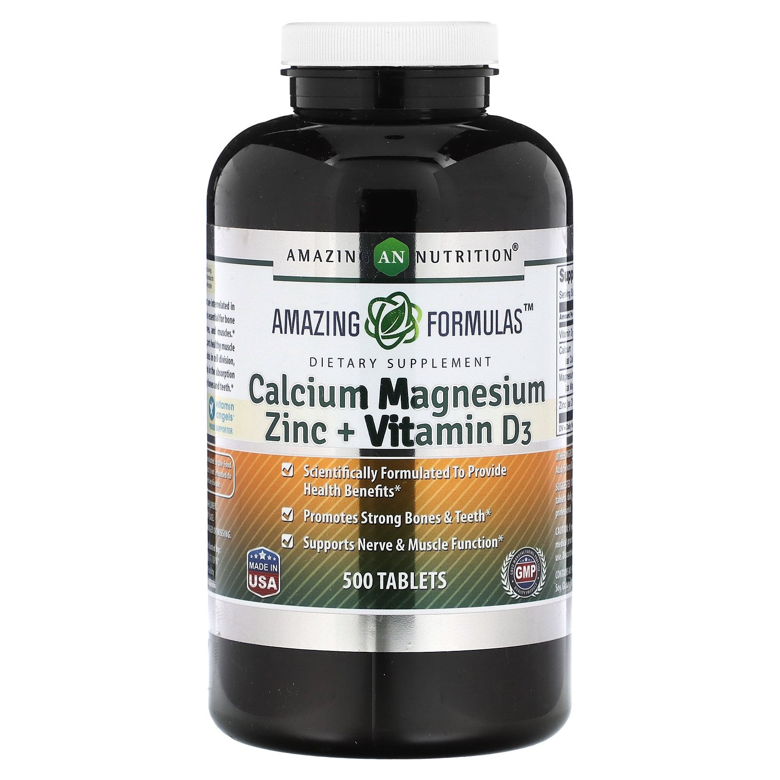 Amazing Formulas Calcium Magnesium Zinc D3 | 500 Tablets Supplement ...