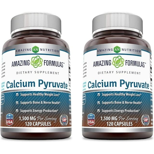 Amazing Formulas Calcium Pyruvate 1500mg Capsules - Non GMO, Gluten ...