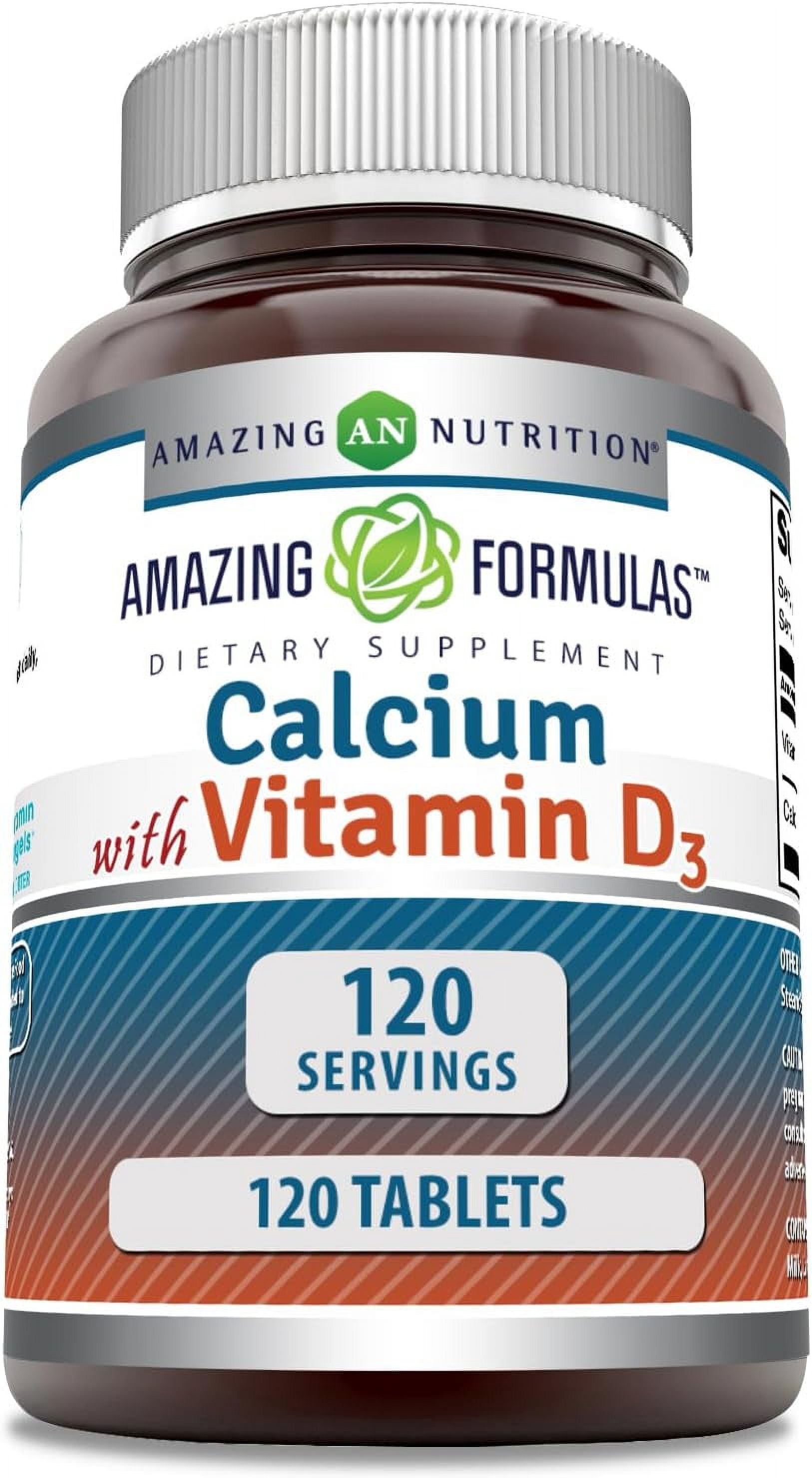 Amazing Formulas Calcium with Vitamin D3 120 Tablets Supplement ...