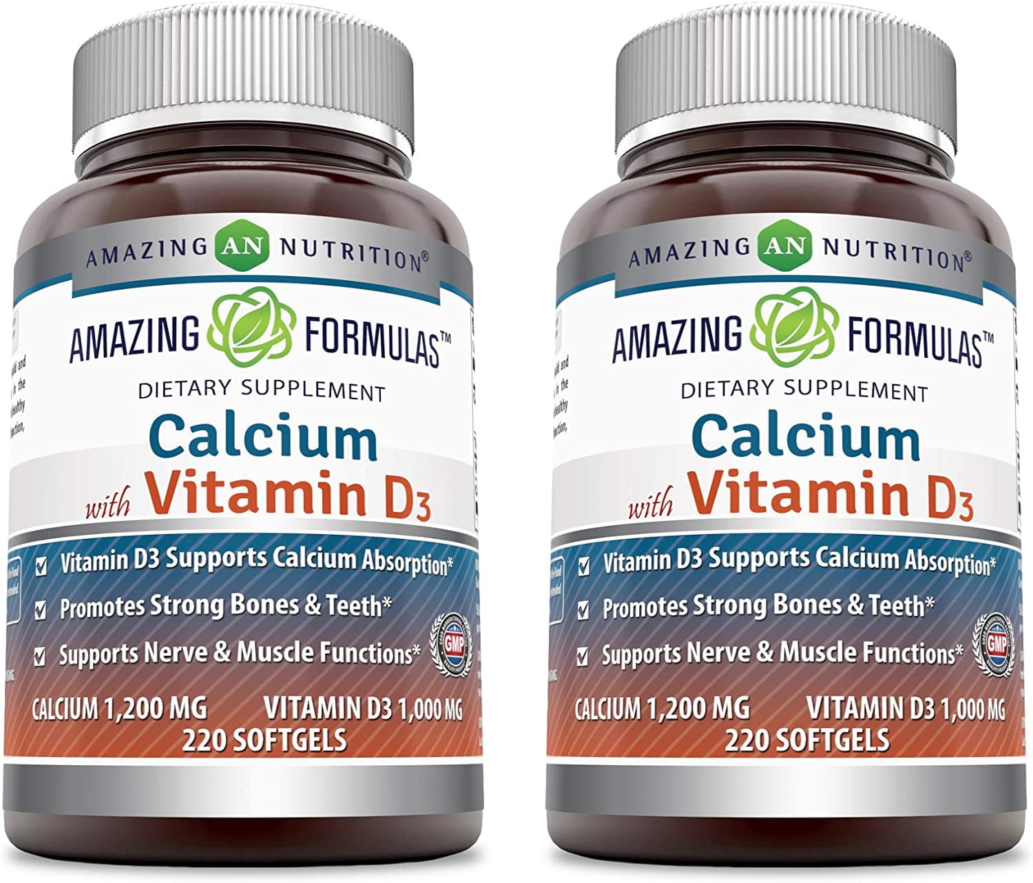 Amazing Formulas Calcium 1200 Mg with Vitamin D3 1000 Mg, 220 Softgels ...