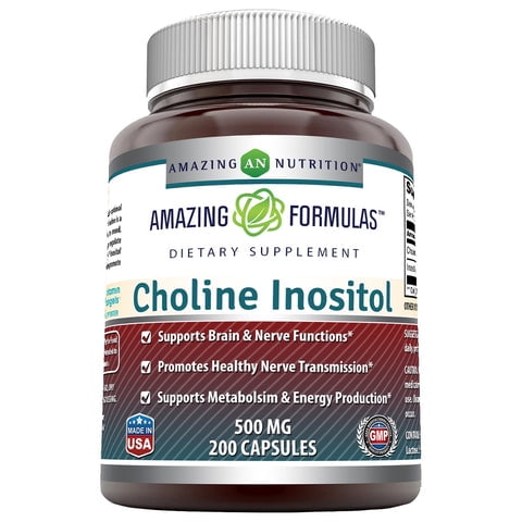 Amazing Formulas Choline Inositol 500mg 200 Capsules Supplement | Non ...