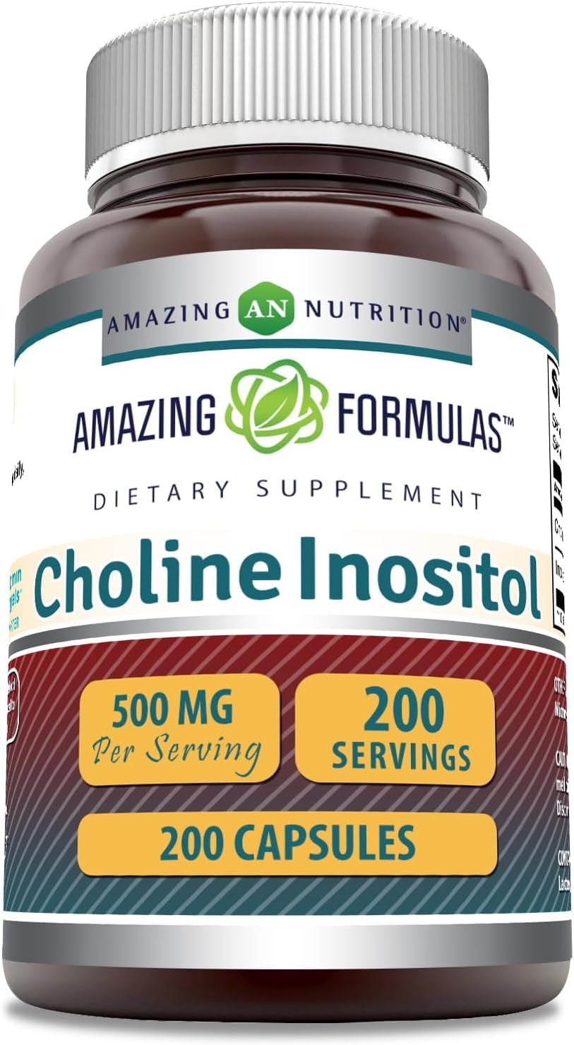Amazing Formulas Choline Inositol 500mg 200 Capsules Supplement | Non ...