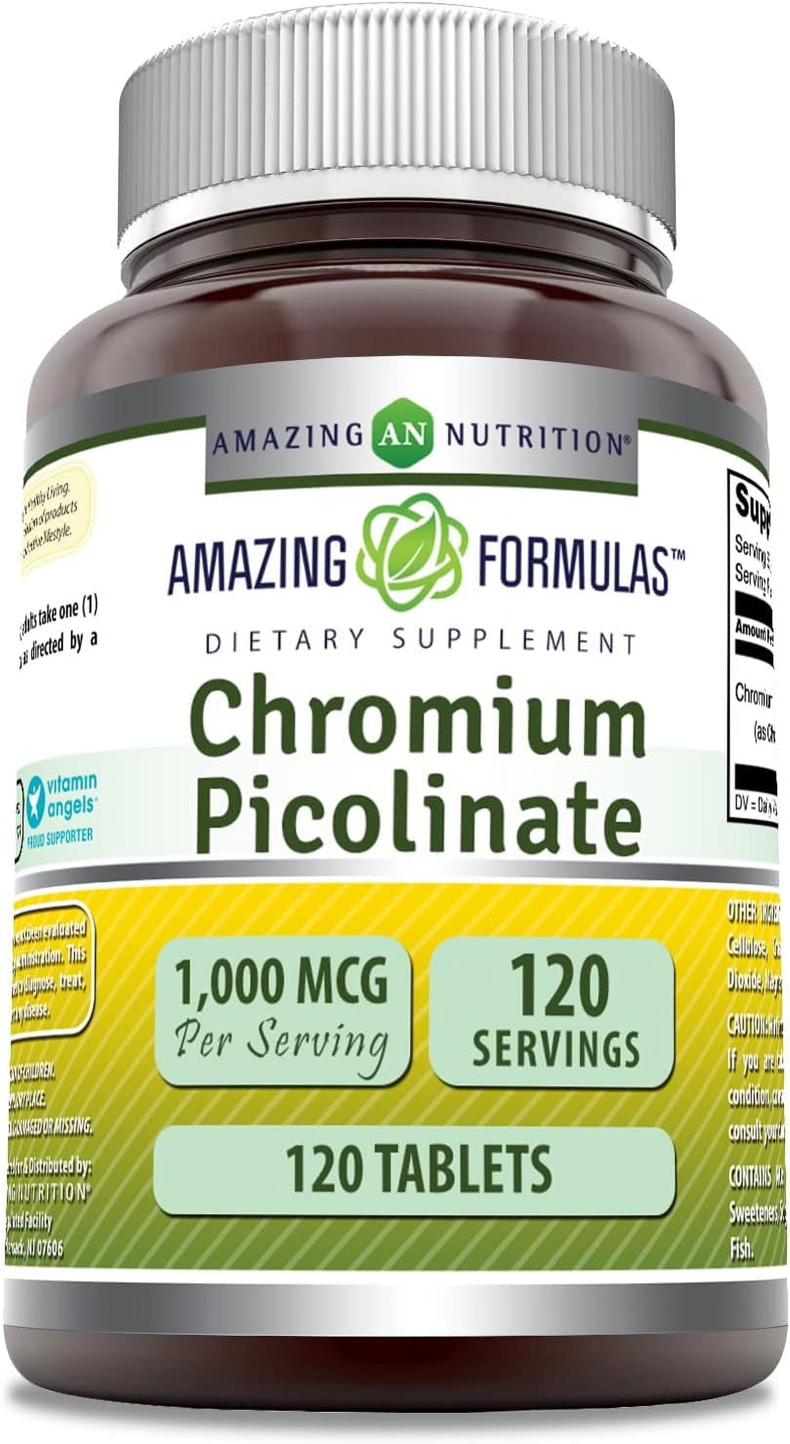 Amazing Formulas Supplement - Chromium Picolinate 1000 Mcg, 120 Tablets ...