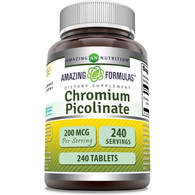 Amazing Formulas Chromium Picolinate 200 Mcg Per Serving 240 Tablets ...
