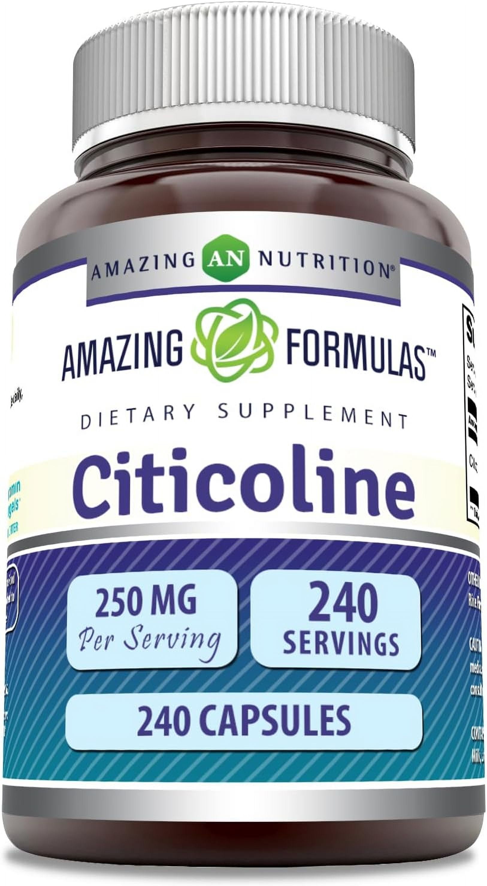 Amazing Formulas Citicoline 250 Mg Per Serving 240 Capsules Supplement ...