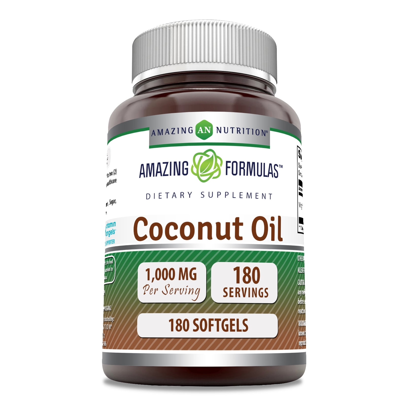 Organic Amazing Nutrition Virgin Coconut Oil Dietary Pills - 1000mg ...