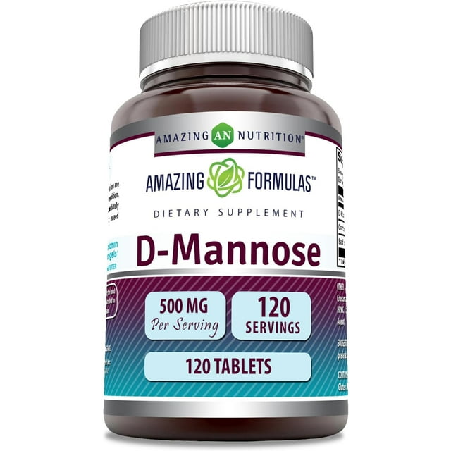 Amazing Formulas D-Mannose 500mg with Cranberry, 120 Tablets, Non-GMO ...