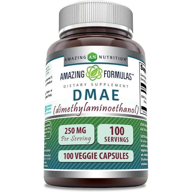 Amazing Formulas DMAE 250mg, 100 Veggie Capsules, Non-GMO, Gluten Free ...