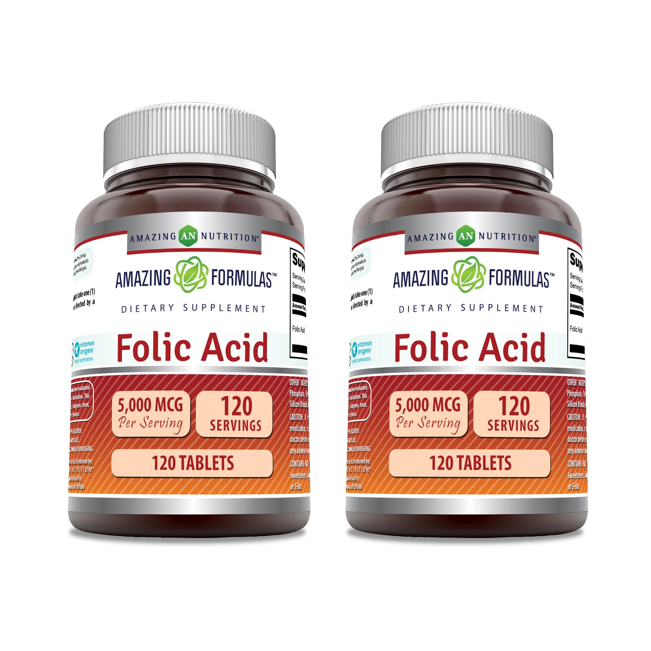 Amazing Formulas Folic Acid 5000 Mcg 5 Mg 120 Tablets Supplement Amazing Formulas Folic Acid 5000 Mcg 5 Mg 120 Tablets Supplement