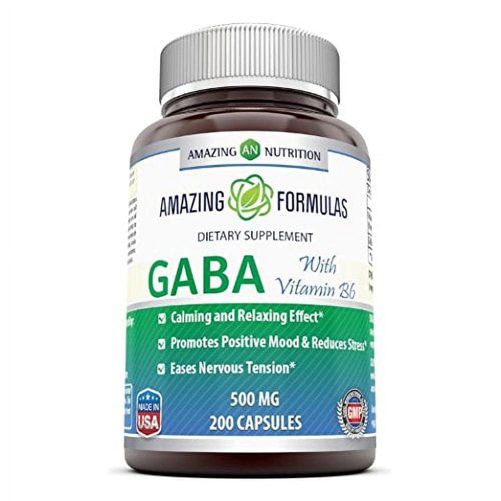 Amazing Formulas GABA Supplement with Vitamin B6 500mg - Brain Support ...