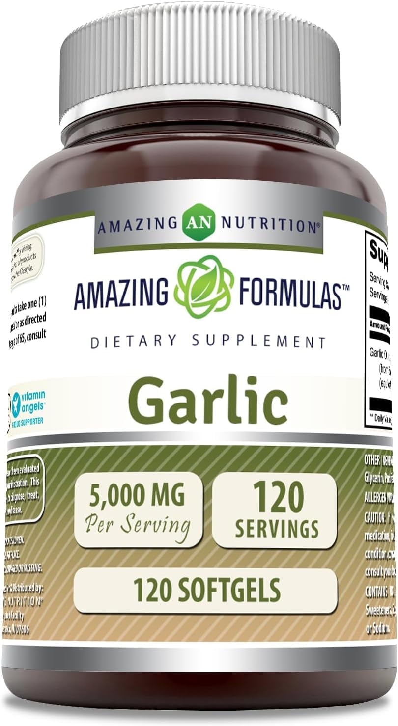Amazing Formulas Garlic Supplement 5000mg Odorless Softgels for Blood ...