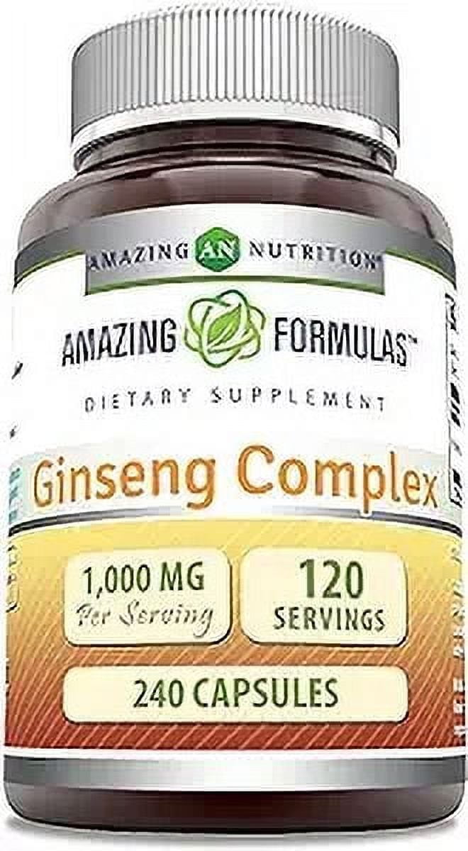 Amazing Nutrition Ginseng Extract Complex, 1000mg Korean Ginseng, 240 ...