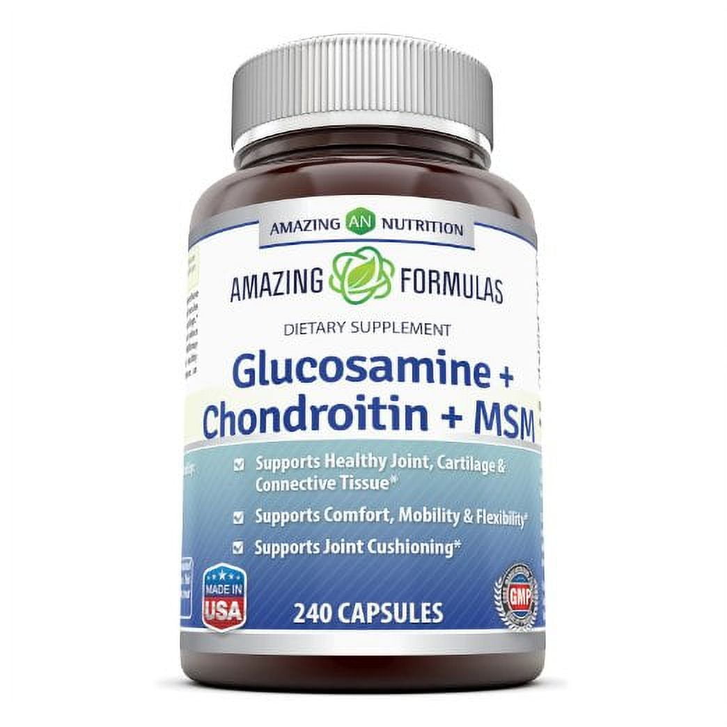Amazing Formulas Glucosamine Chondroitin MSM, 240 Capsules, Supports ...