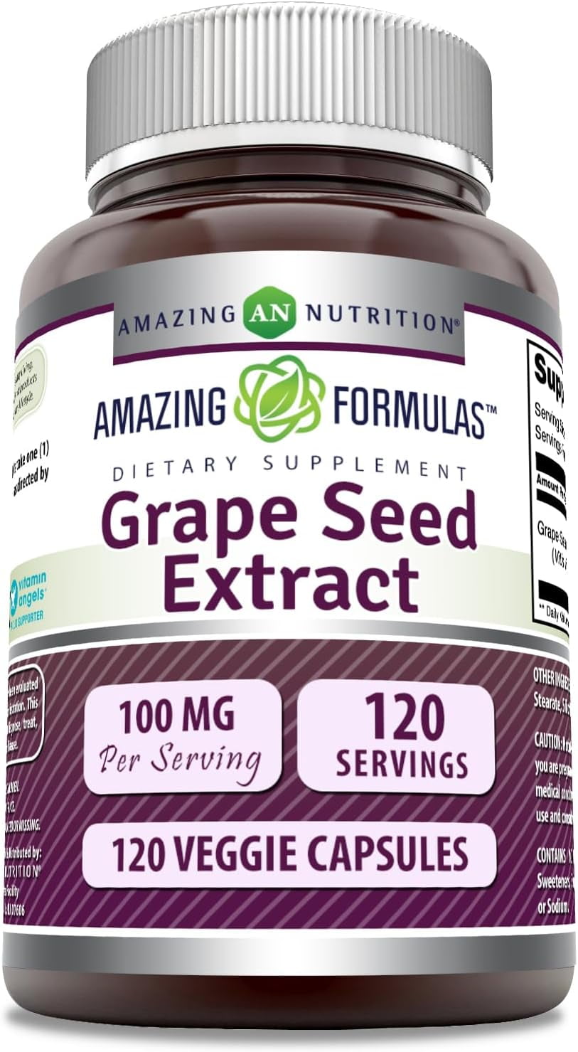 Amazing Formulas Grape Seed Extract 100 Mg 120 Capsules, Supports ...