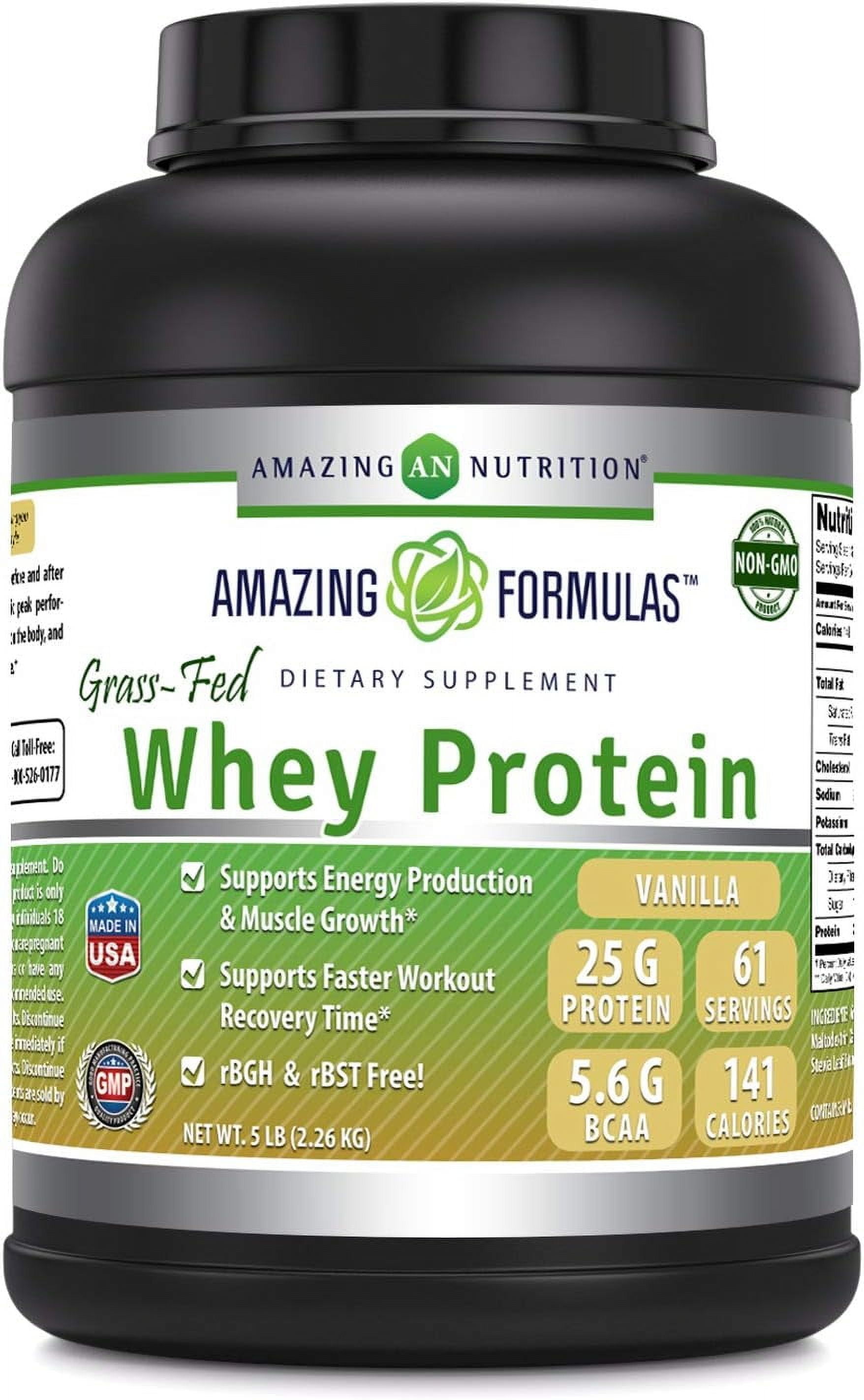 Amazing Formulas Grass Fed 5 Lb Supplement | Vanilla Flavor | 25 Gram ...