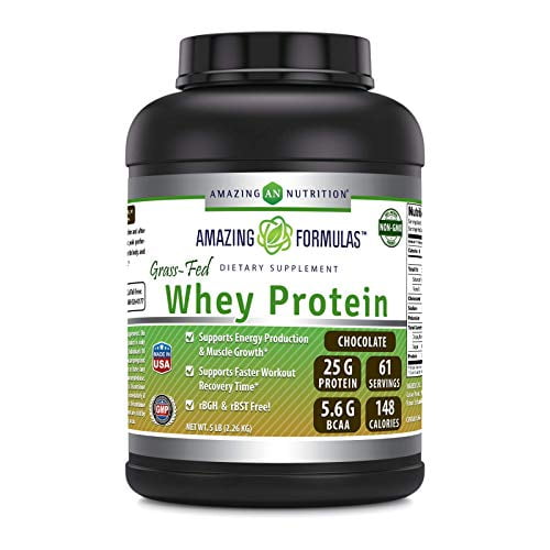 Amazing Formulas Grass-Fed Whey Protein 5Lbs Supplement | Chocolate ...