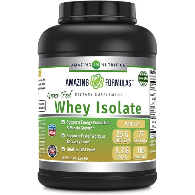 Amazing Formulas Grass Fed Whey Isolate 5 Lb Supplement | Vanilla ...